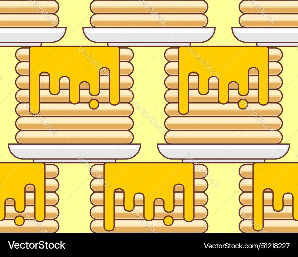 Pancakes Pattern Seamless Stack Royalty Free Vector Image