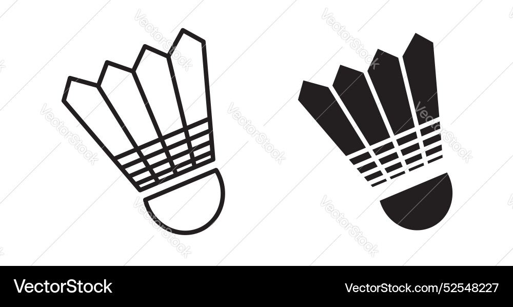 Shuttlecock thin line icon set Royalty Free Vector Image