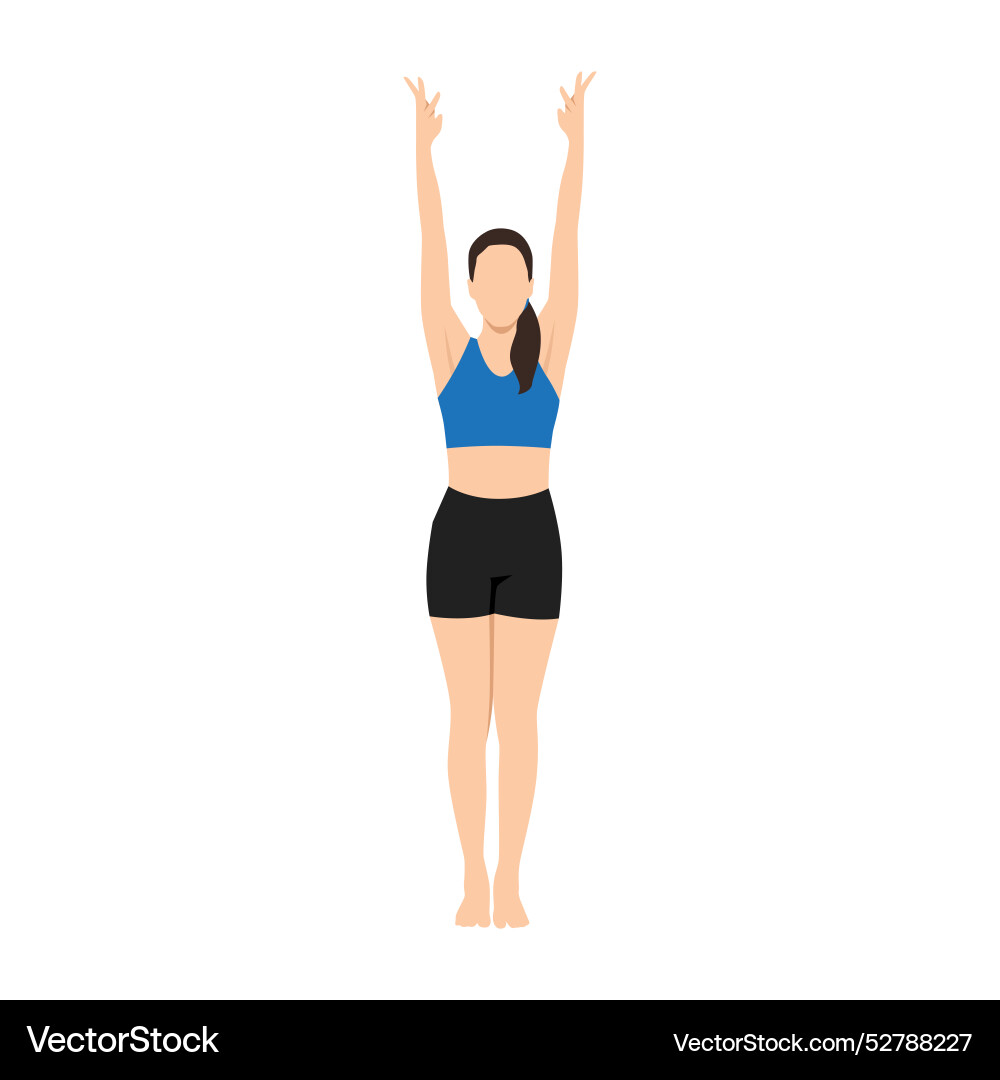 Woman doing volcano pose upward hand Royalty Free Vector