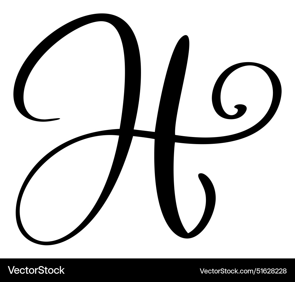 Calligraphy hand drawn capital letter h Royalty Free Vector