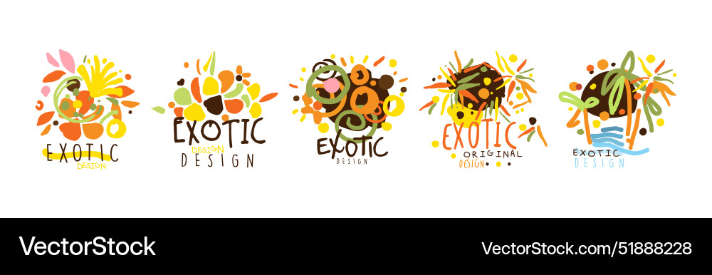 Exotic original design label and logo set Vector Image