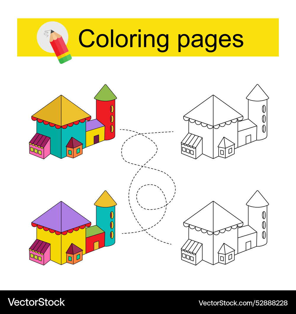 Go through the maze and color a cartoon house Vector Image