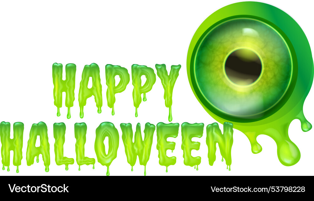Happy halloween text logo with liquid green slime Vector Image