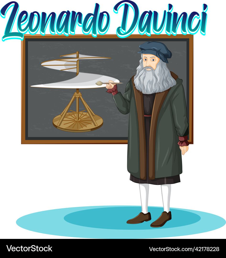 Leonardo davinci character in cartoon style Vector Image