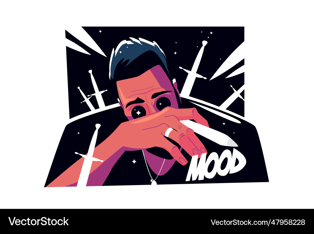 Mac character with bad mood Royalty Free Vector Image