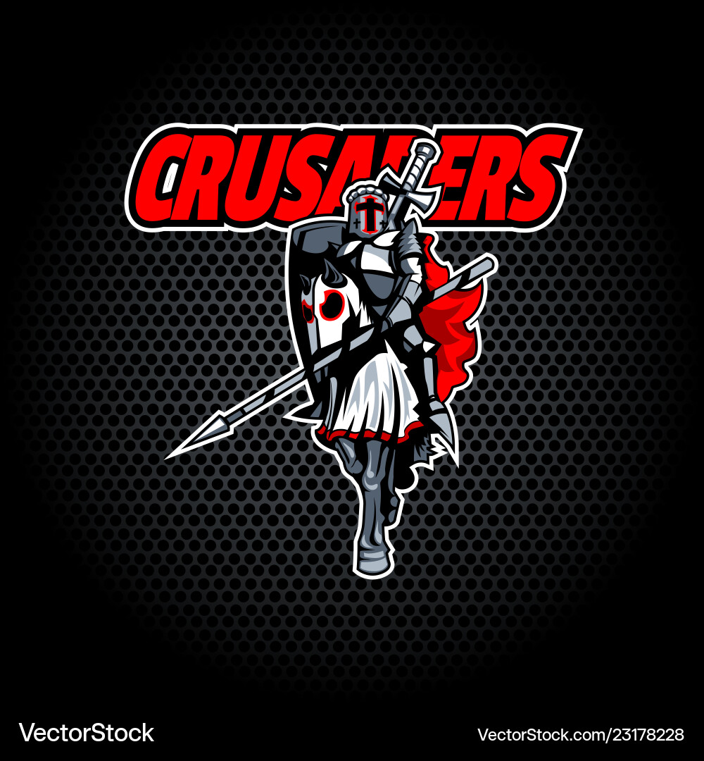 Proud crusader knight on horseback Royalty Free Vector Image