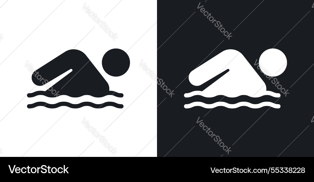 Swimmer icons set black and colored style Vector Image