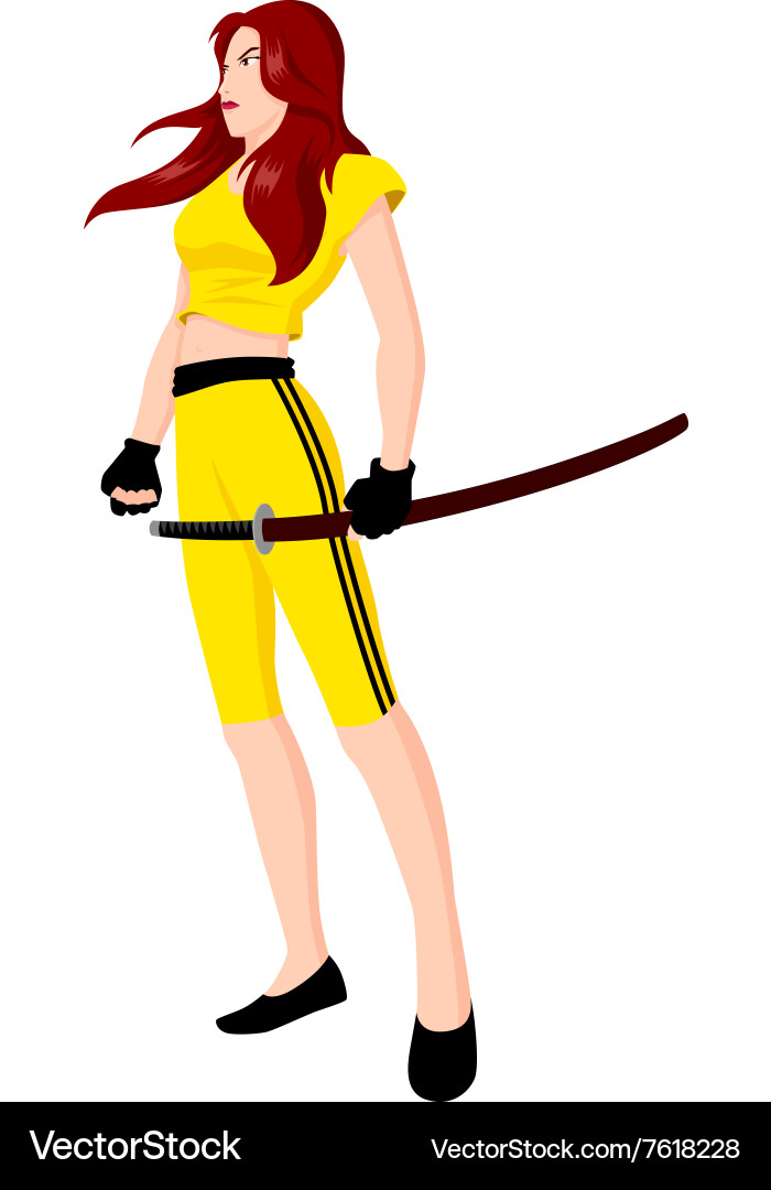 Warrior girl with sword Royalty Free Vector Image
