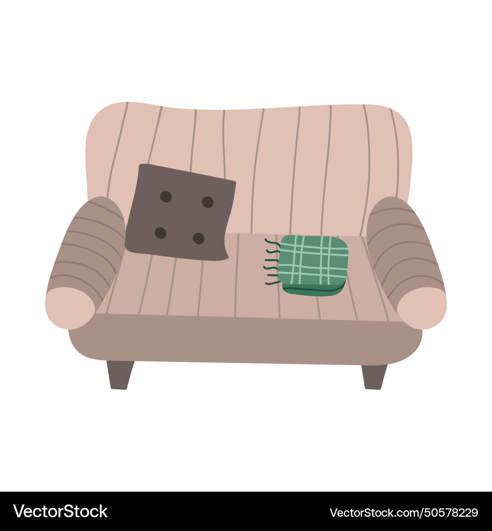 Cartoon stripped sofa couch or settee Royalty Free Vector