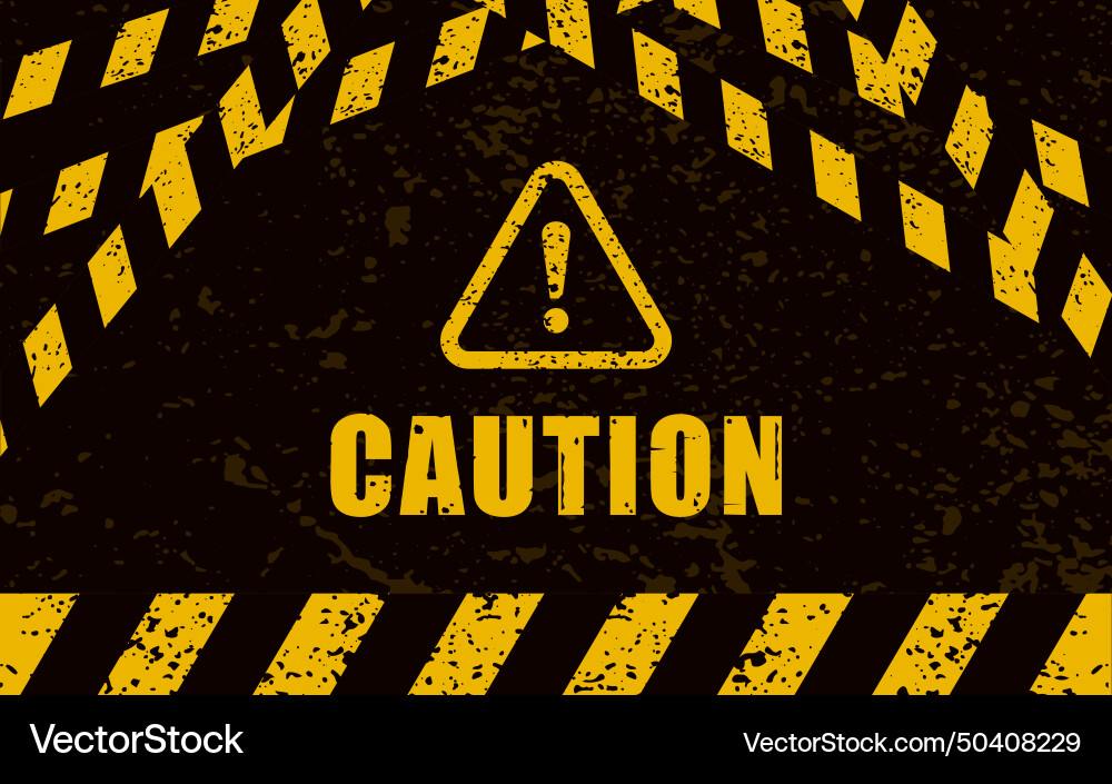Caution warning black background with yellow Vector Image