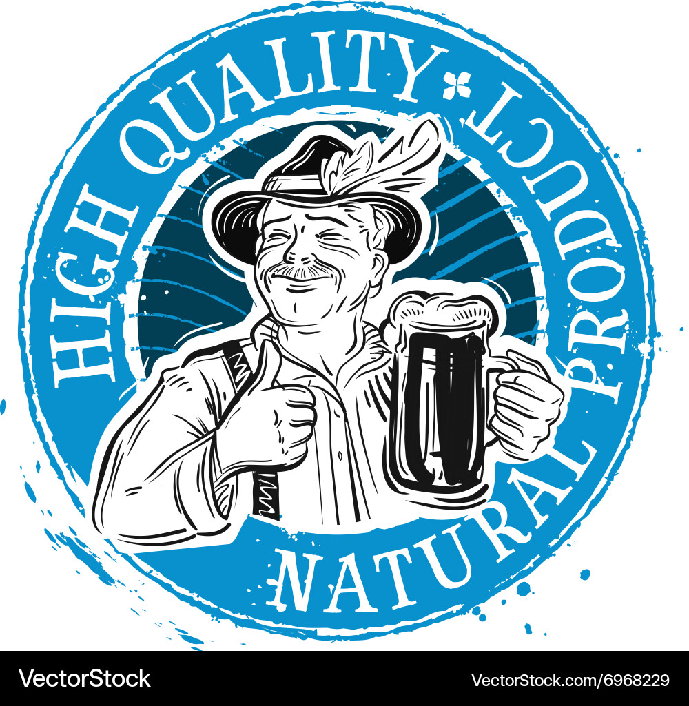 Cheerful Beer Man Logo Royalty Free Vector Image