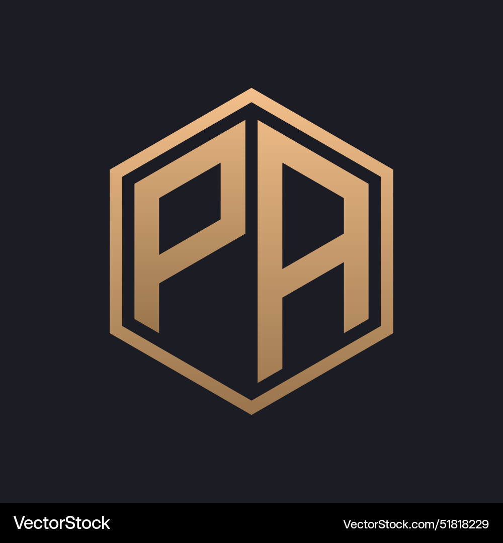 Elegant hexagon letter pa logo design initial Vector Image