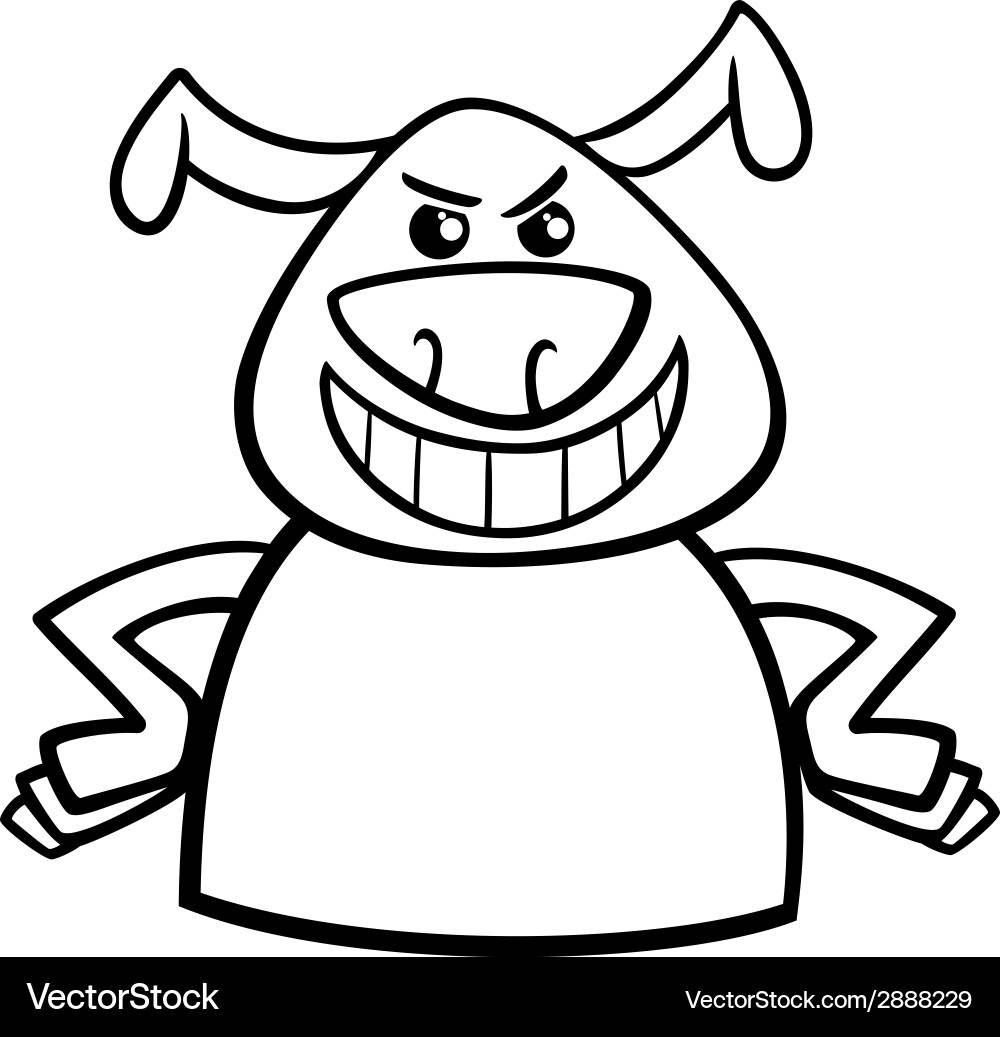 Mood angry dog coloring page Royalty Free Vector Image