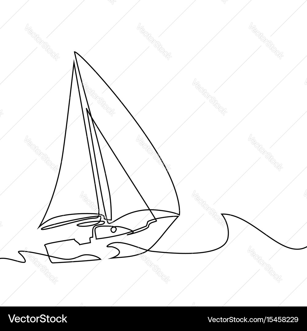 Single Line Sailboat Royalty Free Vector Image