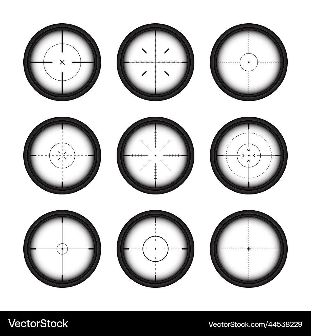 Various weapon sights sniper rifle optical scopes Vector Image
