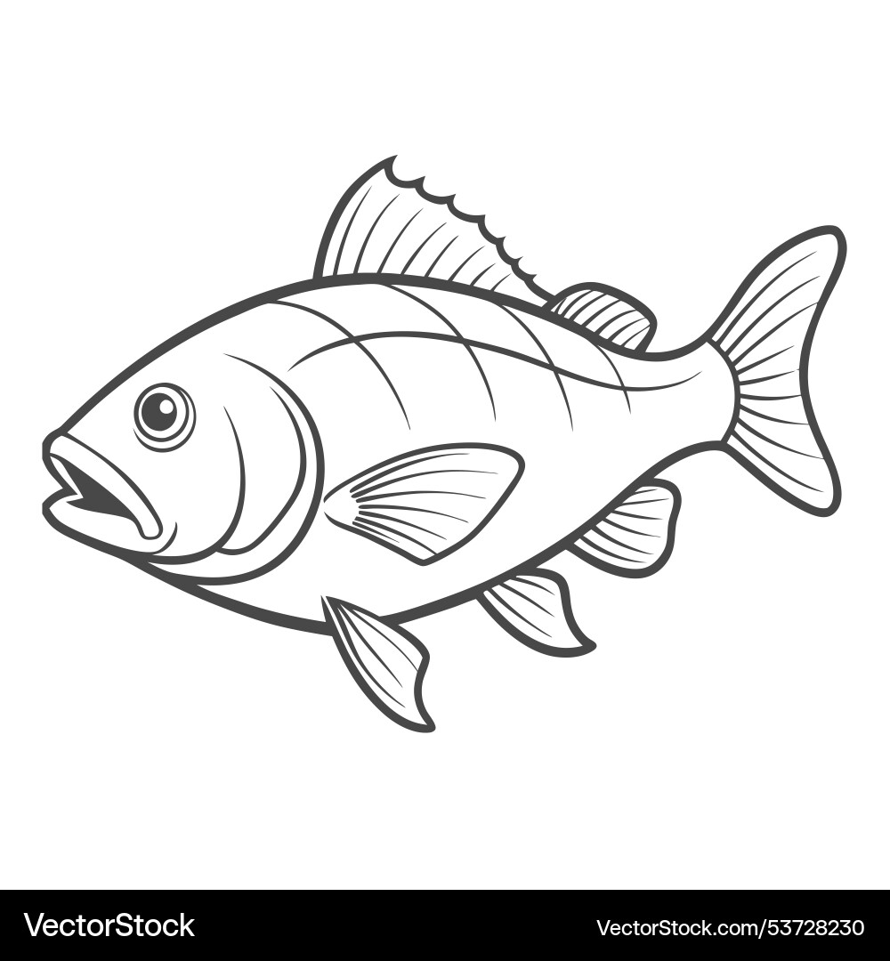 A big fish outline for coloring Royalty Free Vector Image