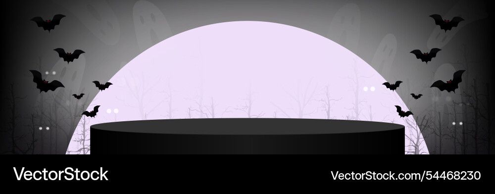 Black circle podium with night halloween horror Vector Image