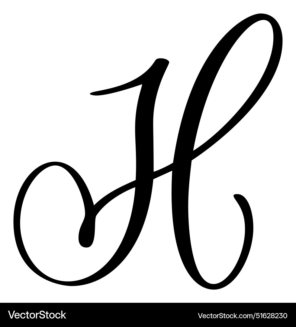 Calligraphy hand drawn letter h logo Royalty Free Vector