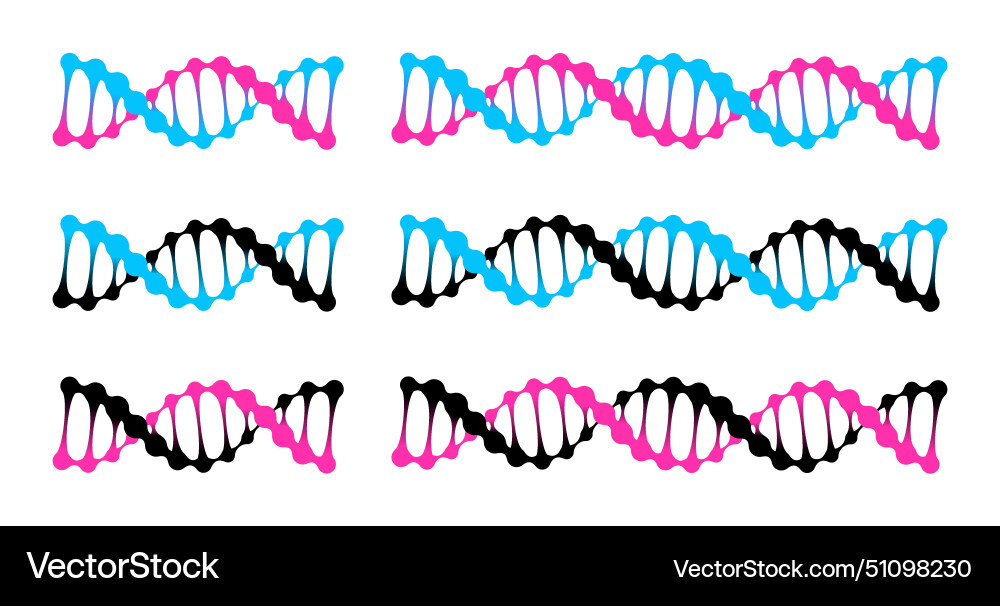 Dna double helix molecule metaball 2d flat Vector Image