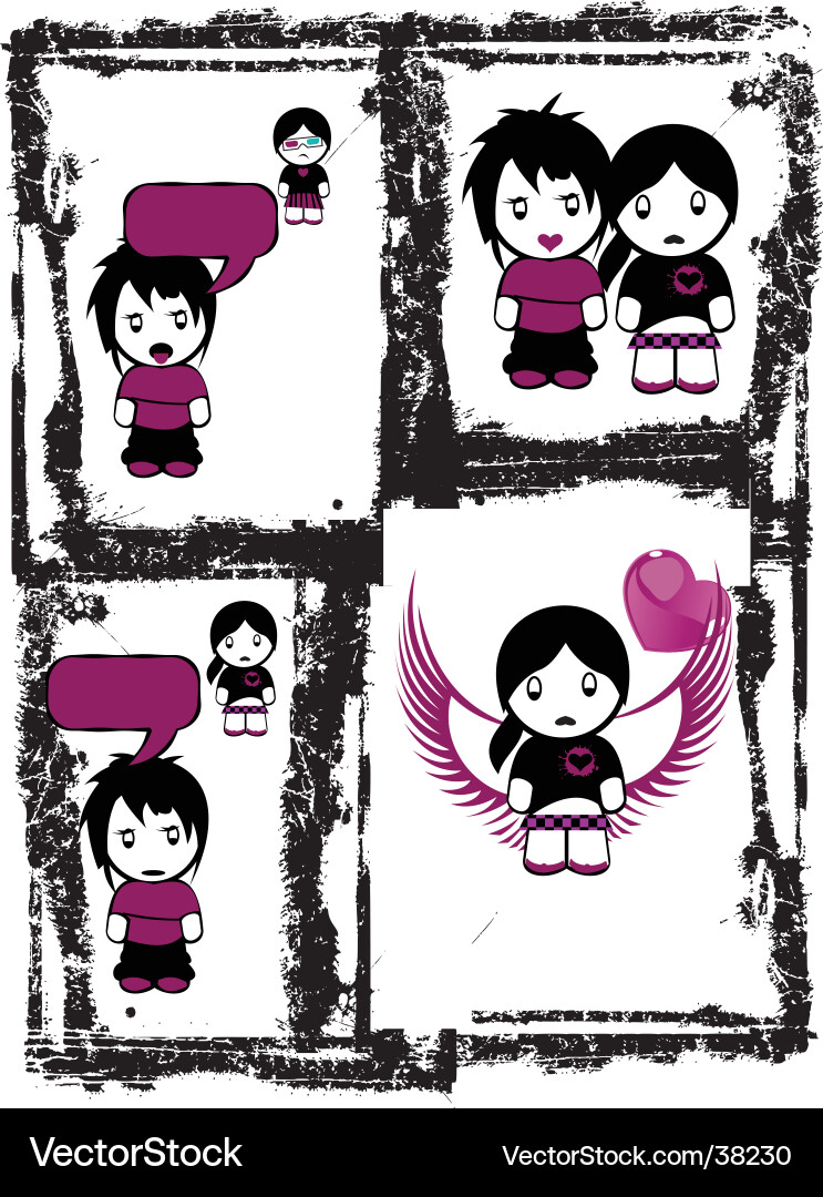 Emo love comics Royalty Free Vector Image - VectorStock