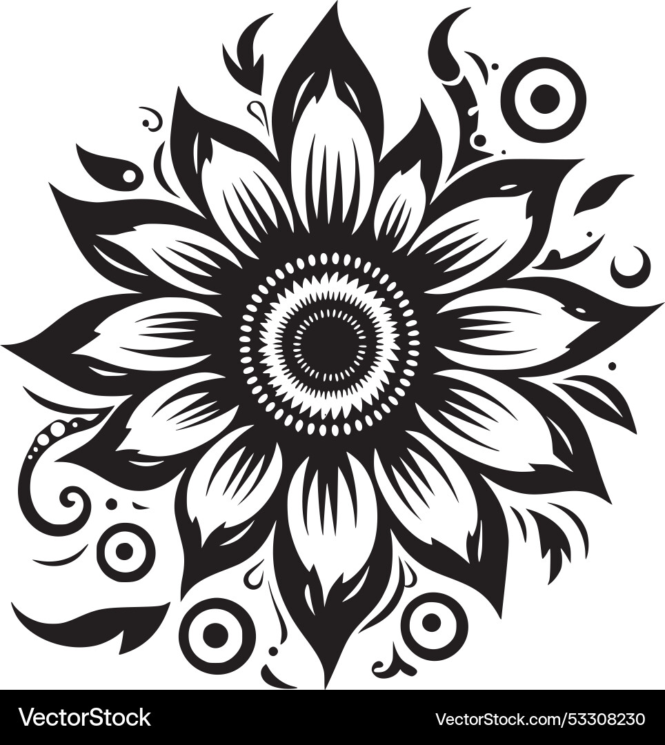 Flower - black and white Royalty Free Vector Image