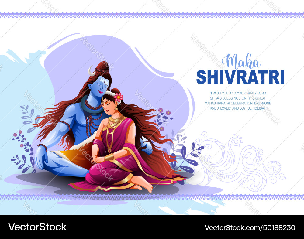 Happy maha shivratri with shiva parvati devi Vector Image