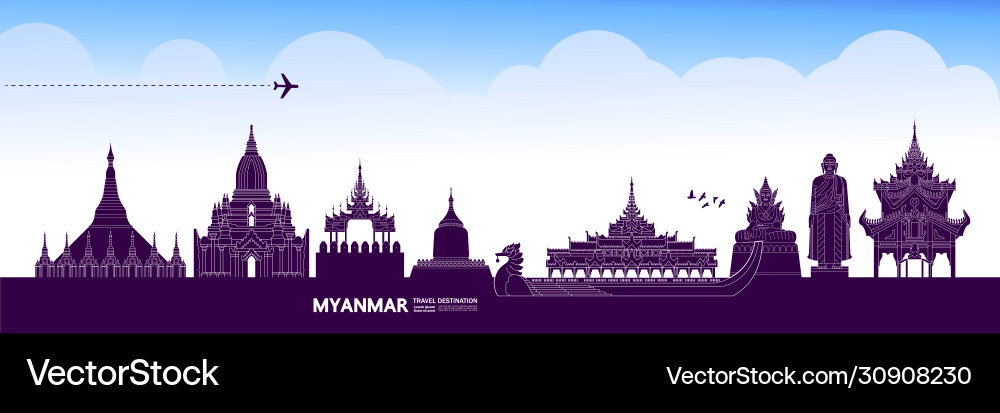Myanmar travel destination Royalty Free Vector Image