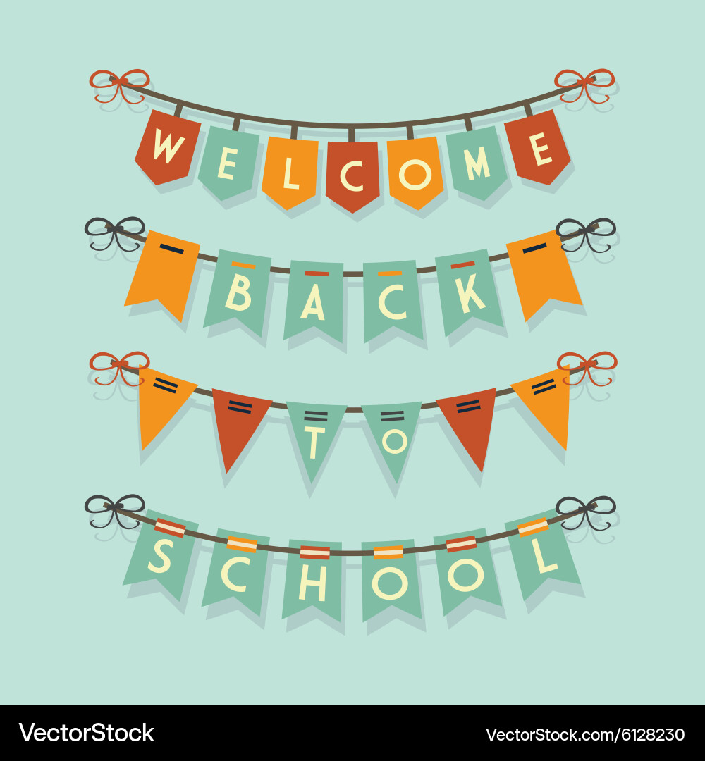 Welcome back to school banners and buntings Vector Image