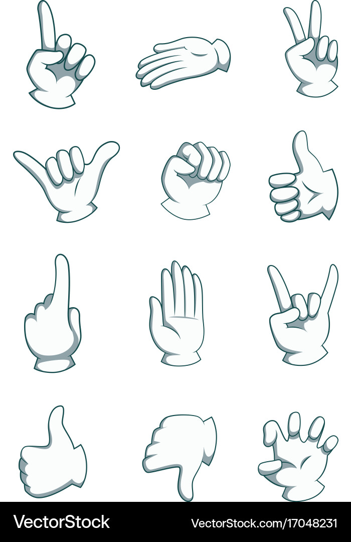 Cartoon hands in different positions body Vector Image