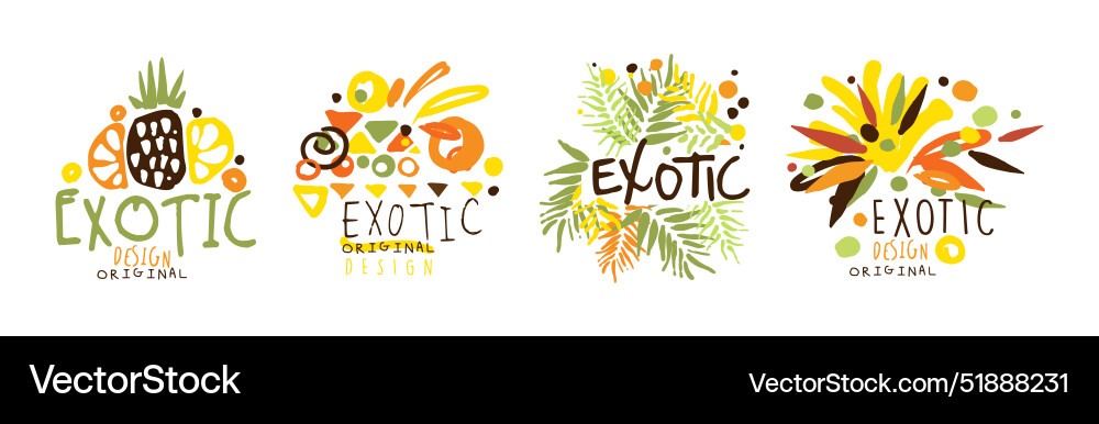 Exotic original design label and logo set Vector Image