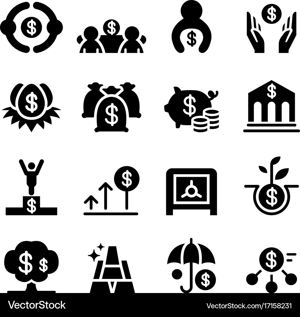 Saving money investment icons Royalty Free Vector Image