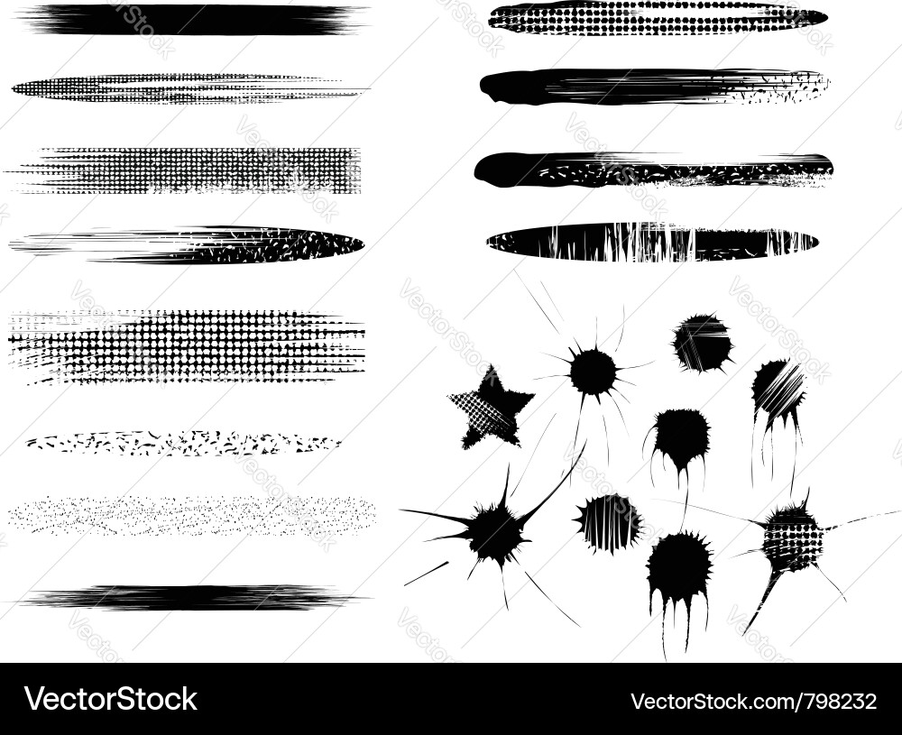 Brush strokes elements Royalty Free Vector Image