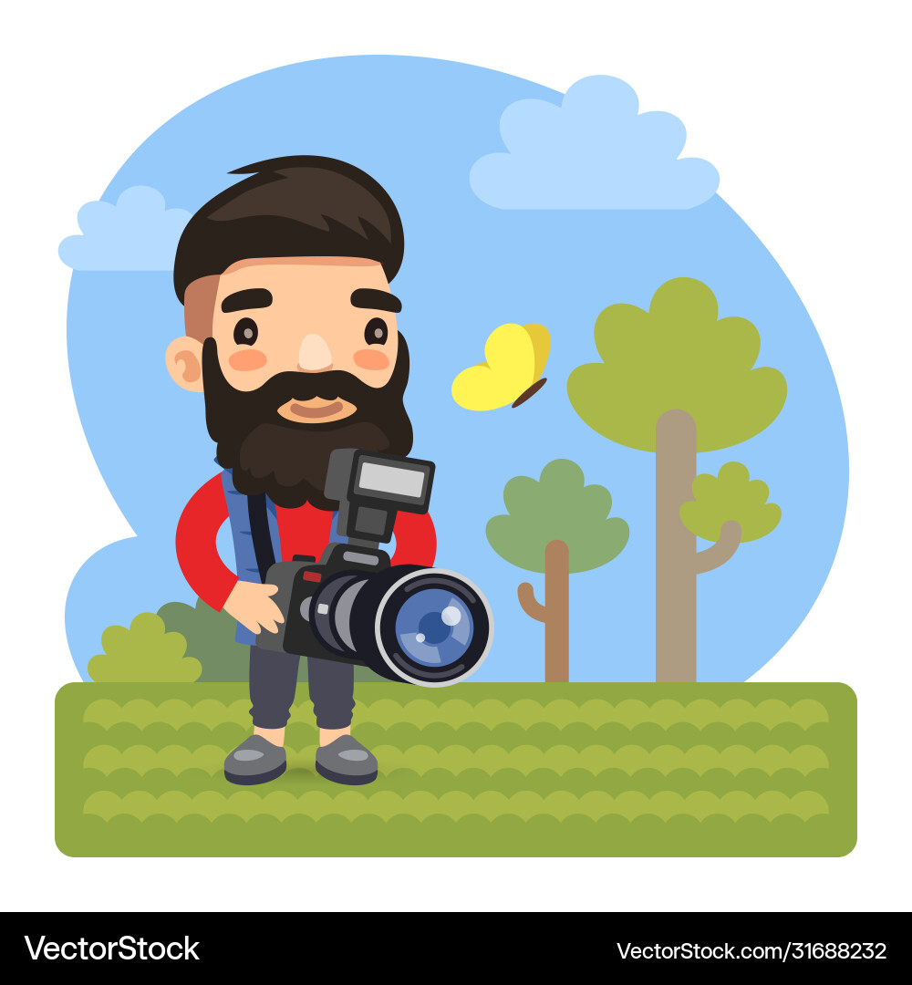 Cartoon photographer with camera Royalty Free Vector Image