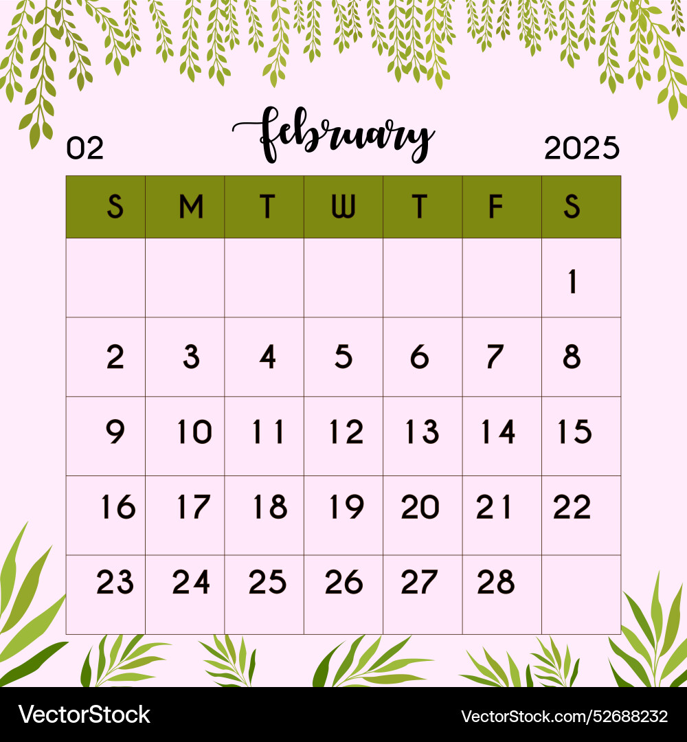 February 2025 Royalty Free Vector Image - VectorStock