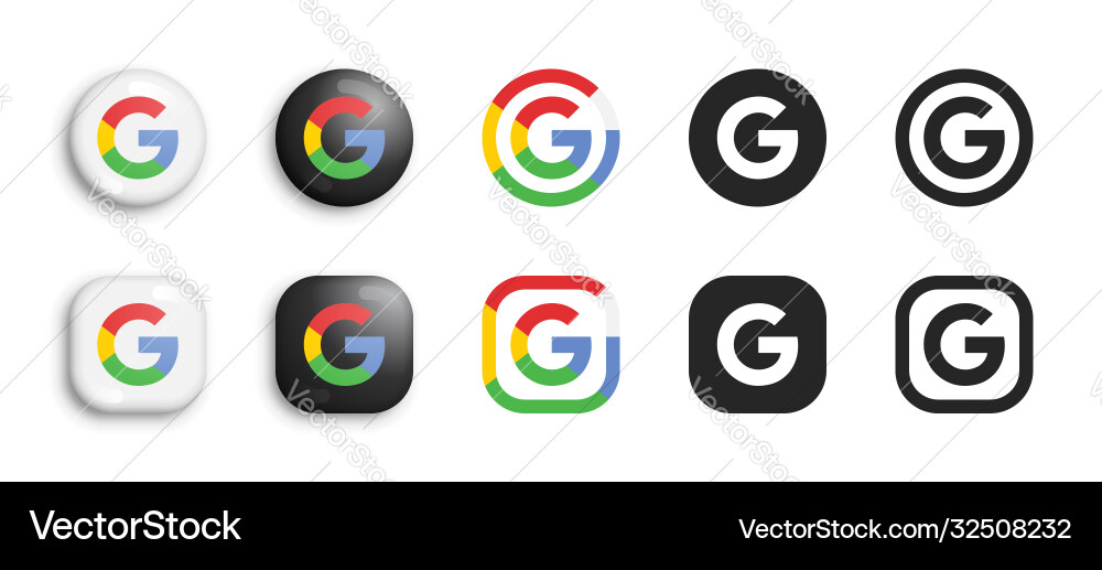 Google Icons - Modern & Flat Royalty Free Vector Image