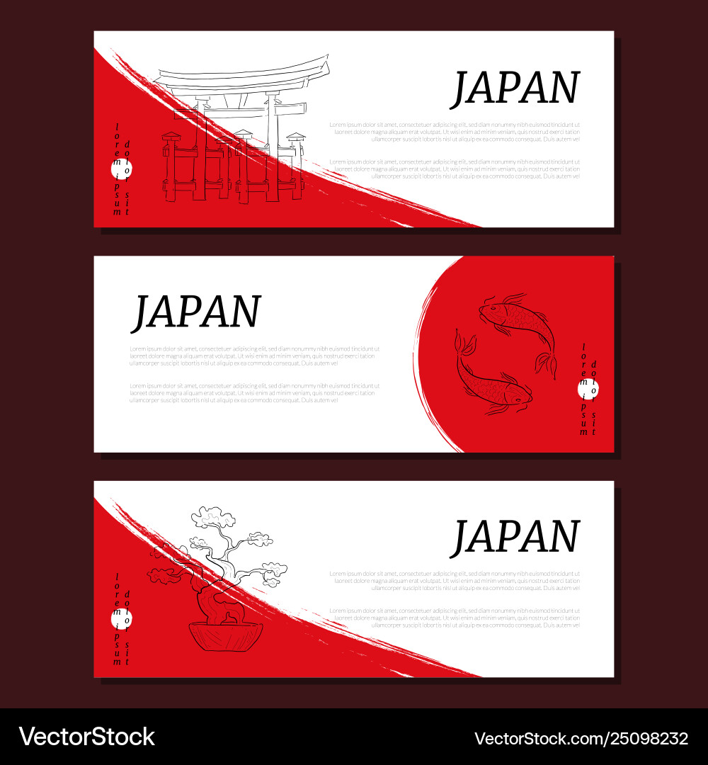 Japan horizontal banners templates set card Vector Image
