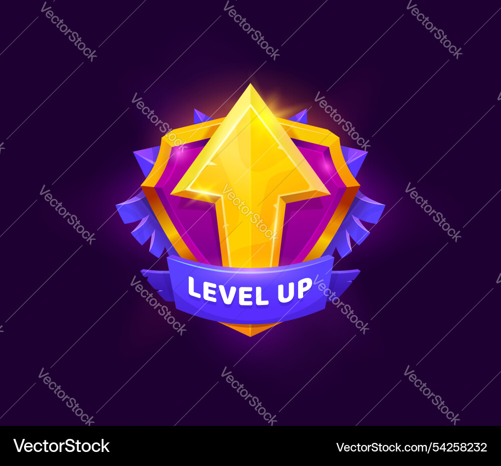 Level up award or prize win badge game asset Vector Image