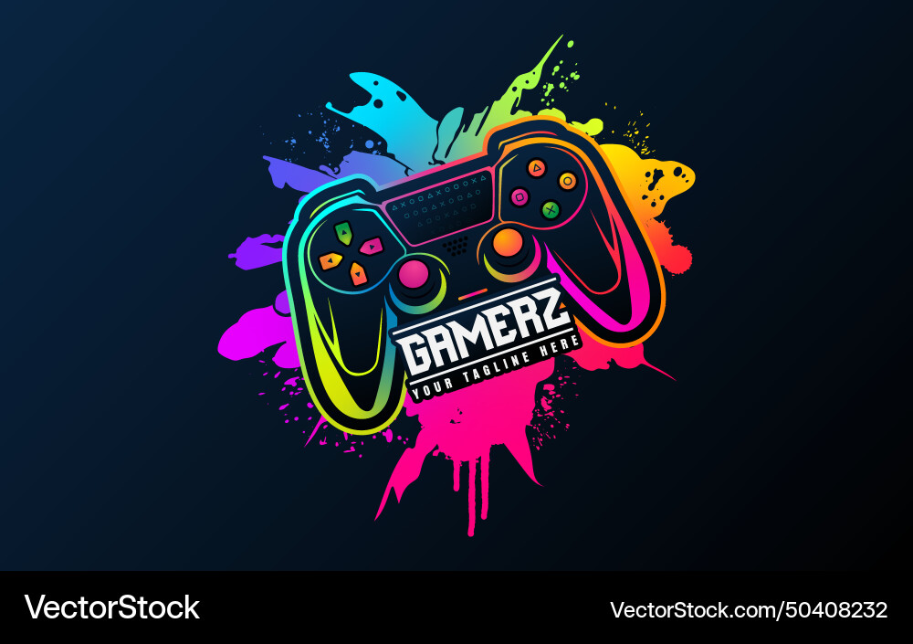 Mascot gaming controller logo design Royalty Free Vector
