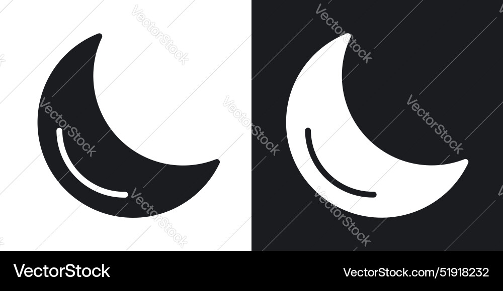 Moon icon set in solid black and white color Vector Image