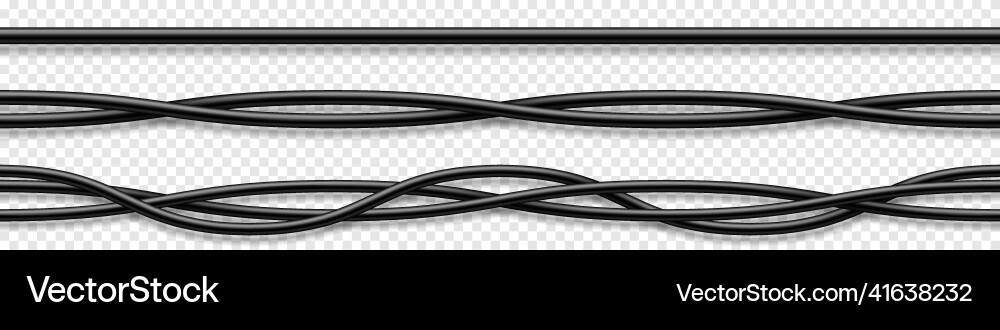 Set of black flexible cables with shadow Vector Image
