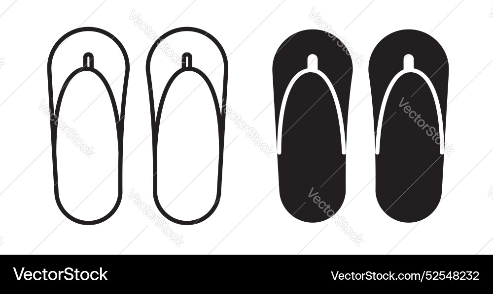 Slipper thin line icon set Royalty Free Vector Image