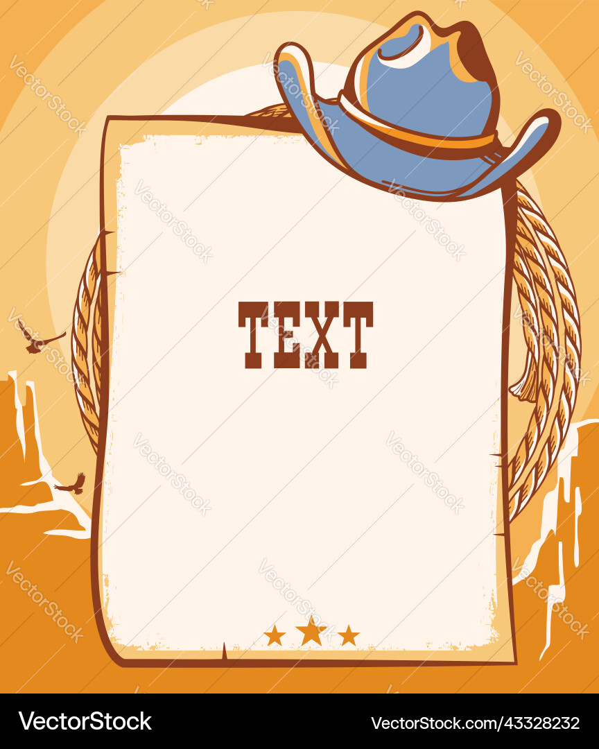 Wild west cowboy paper background for text Vector Image