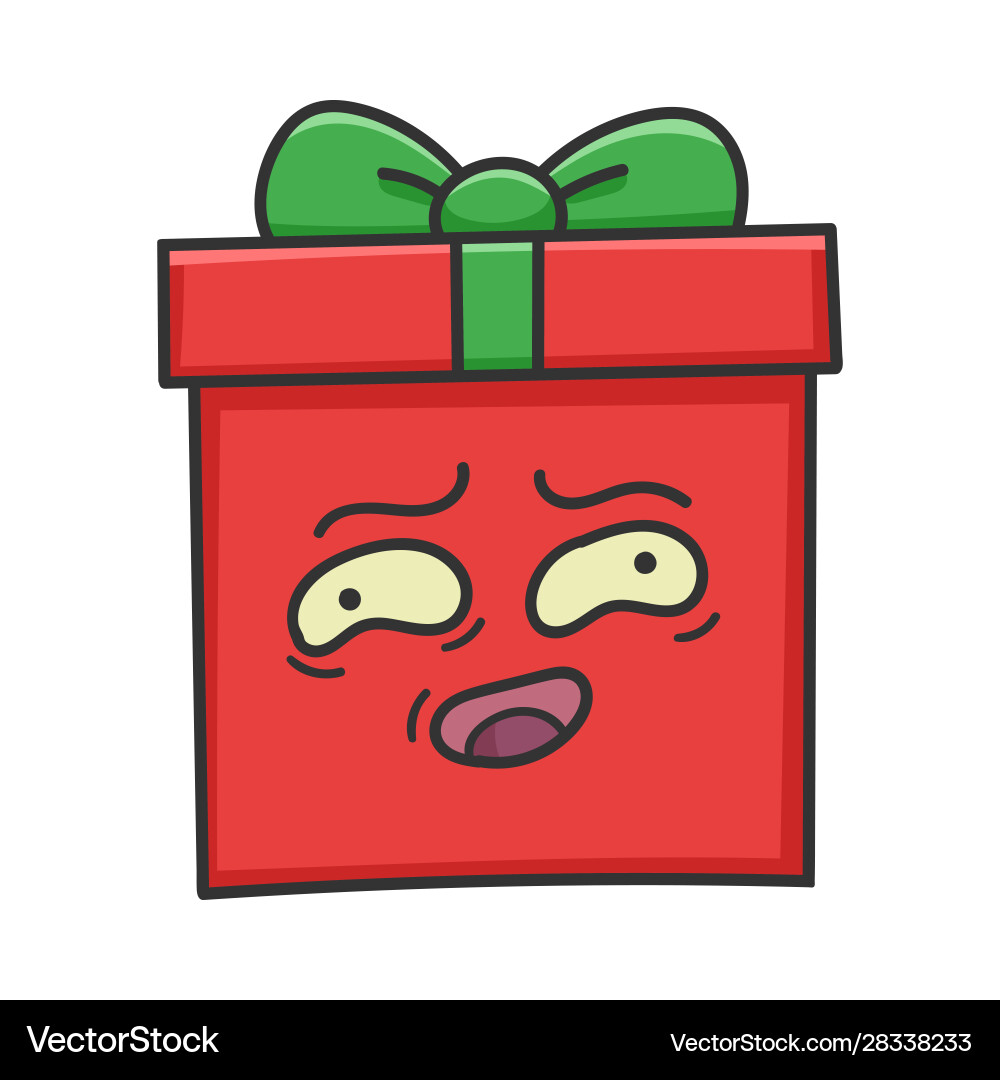 Awkward present christmas gift box cartoon Vector Image