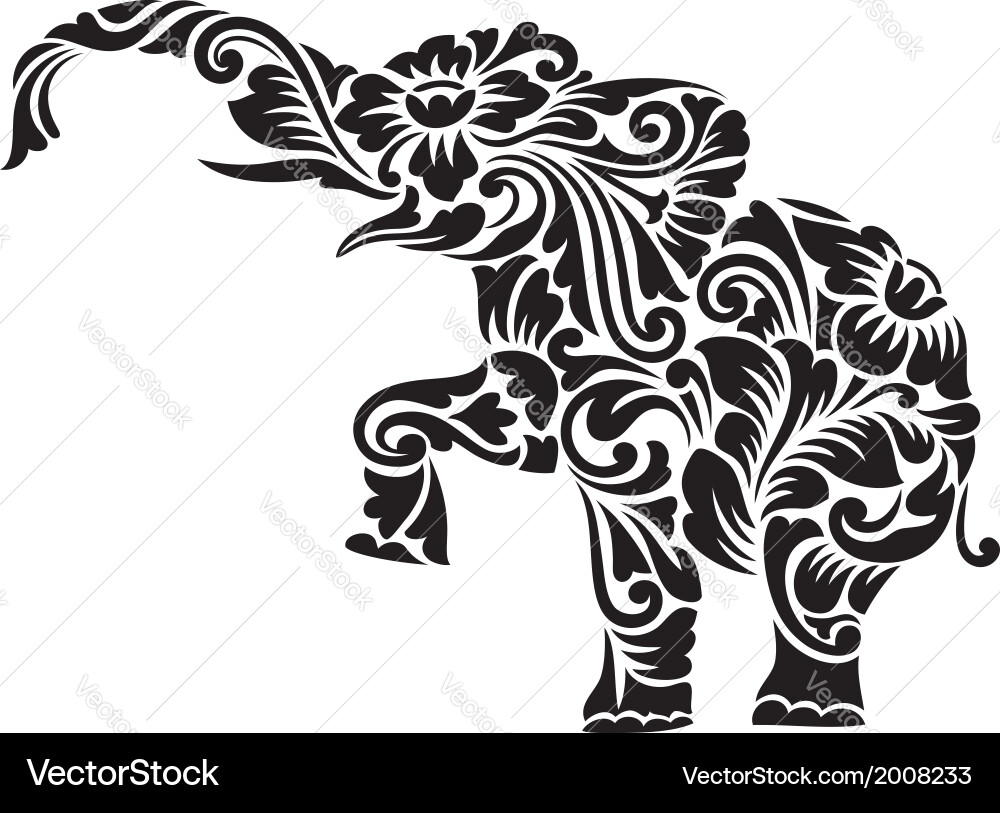 Elephant floral ornament decoration Royalty Free Vector