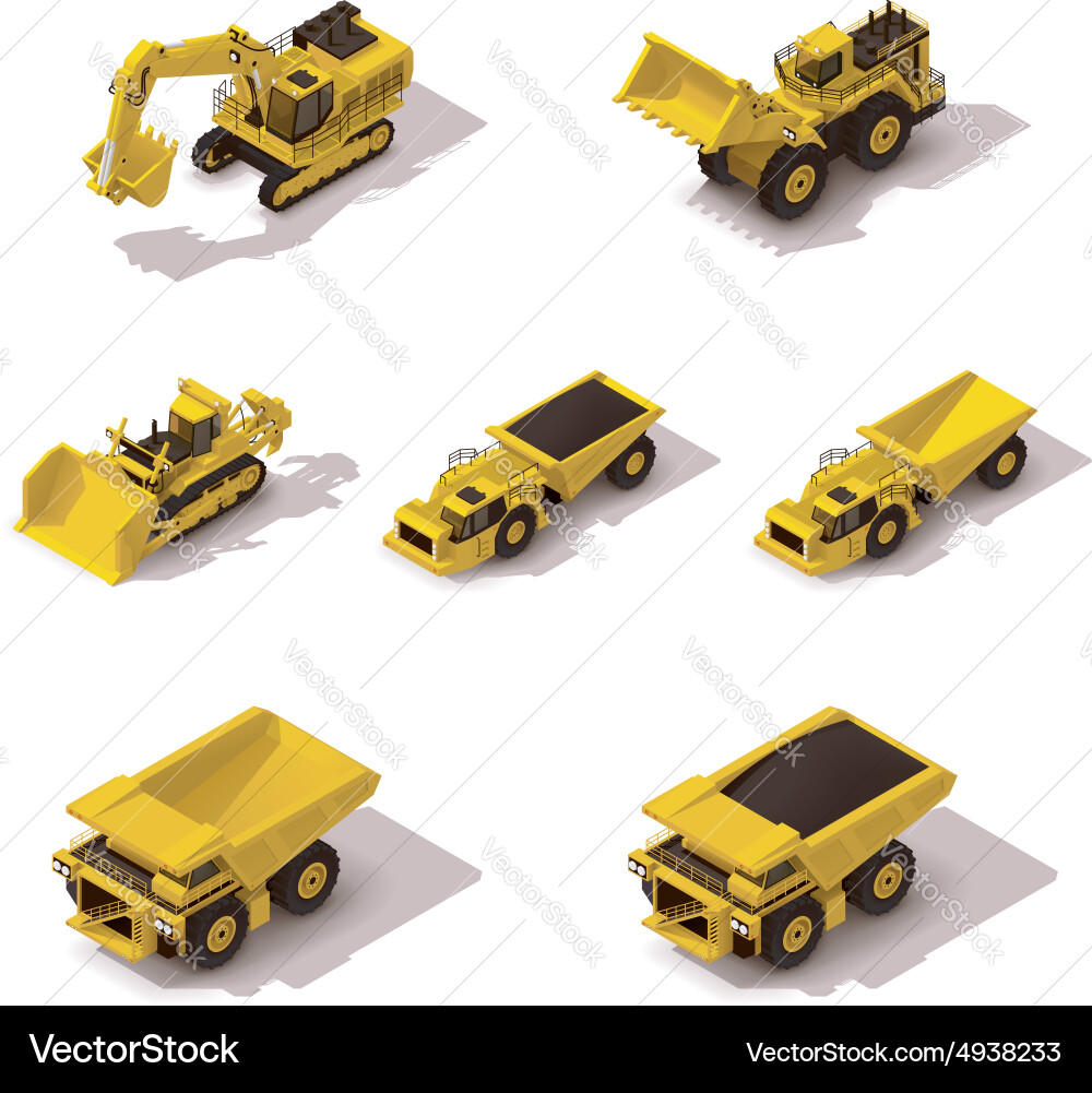 Isometric Mining Equipment Collection Royalty Free Vector