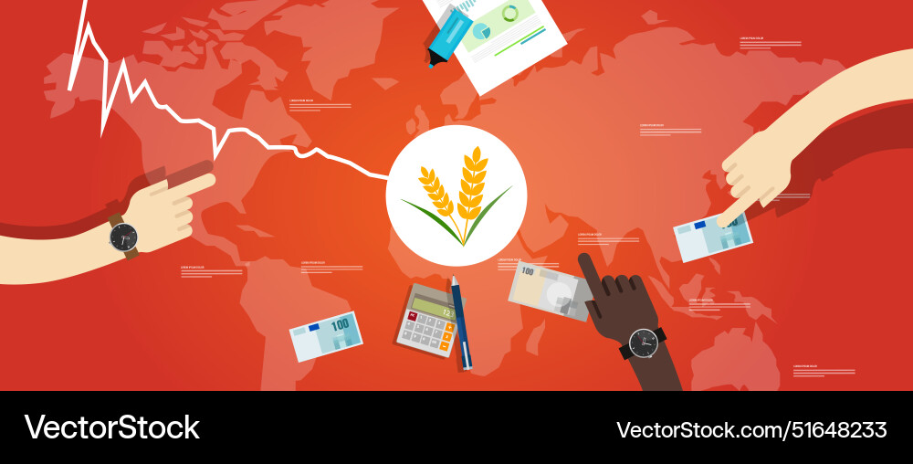 Rice grain price going down decrease cheaper Vector Image