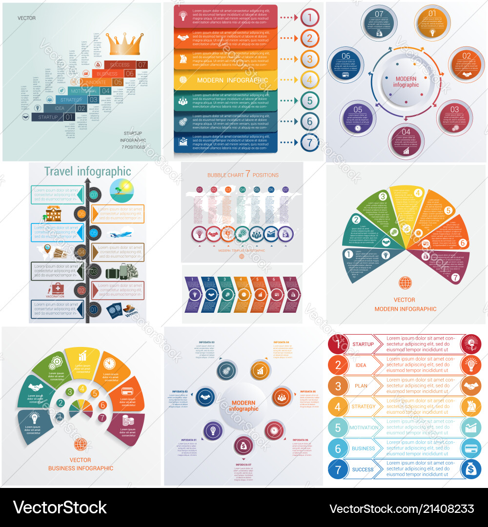 Set 10 universal templates elements infographics Vector Image