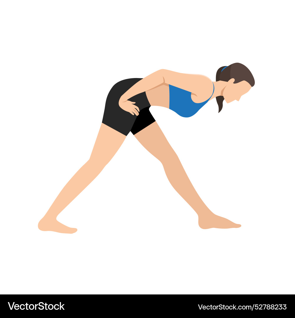 Woman doing intense side stretch pose hands Vector Image