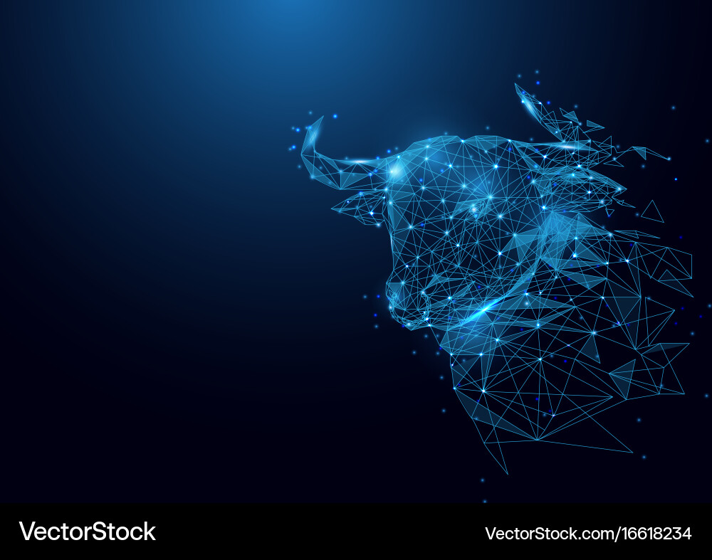 Blue Wireframe Bull Head Mesh Royalty Free Vector Image