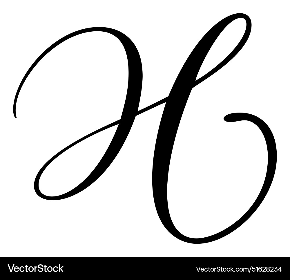 Calligraphy hand drawn letter h script Royalty Free Vector